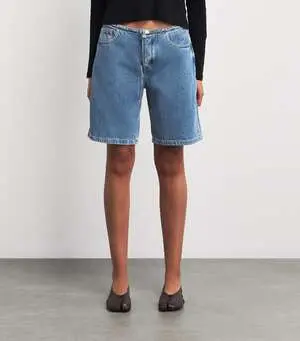 Still Here Cool Denim Shorts With Drawstring Waist - Blue
