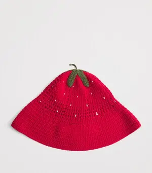 Monnalisa Cotton Crochet Strawberry Hat