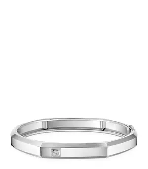 Messika Moderniste Medium White Gold And Diamond Bangle - Silver