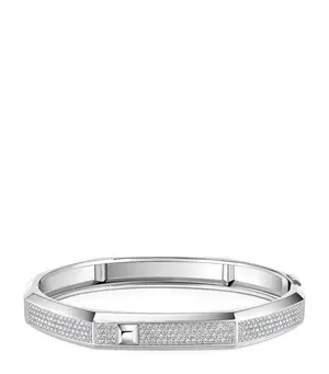 Messika Moderniste Medium White Gold And Diamond Pavé Bangle - Silver