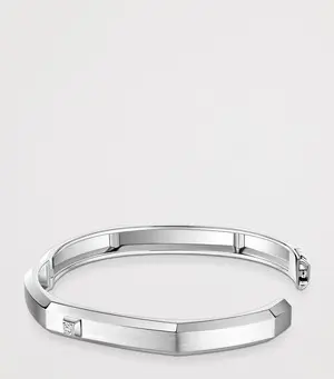 Messika Moderniste Medium White Gold And Diamond Bangle - Silver