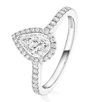 Messika 18k White Gold Pear-cut Diamond Solitaire Ring With Halo - Silver