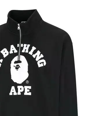 A BATHING APE College Logo-print Half-zip Sweater