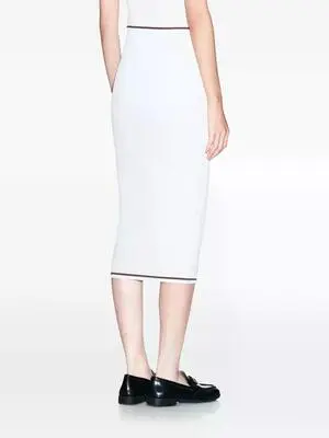 Armani Exchange Ribbed Knit Striped Trim Midi Skirt