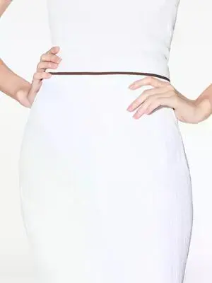 Armani Exchange Ribbed Knit Striped Trim Midi Skirt