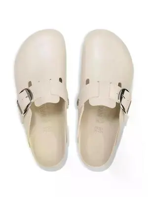 BIRKENSTOCK Boston Buckle-fastening Flat Mules - White