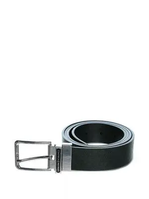 Armani Exchange Logo-engraved Plate Belt - Black