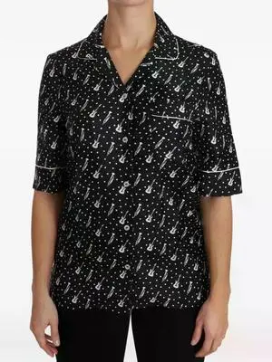 Dolce & Gabbana Musical Instrument Polka Dot Silk Shirt