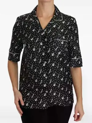 Dolce & Gabbana Musical Instrument Polka Dot Silk Shirt