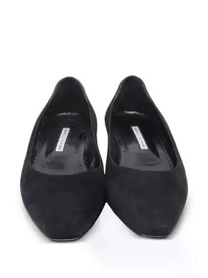 Manolo Blahnik Suede Ballet Flats - Black