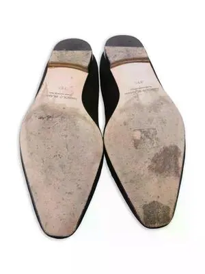Manolo Blahnik Suede Ballet Flats - Black