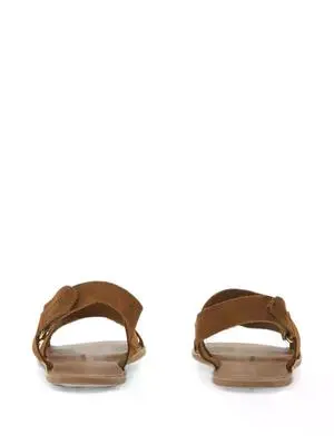 GROUNDIES Suede Touch-strap Flat Sandals