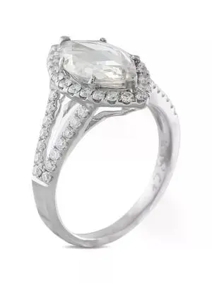 LB EXCLUSIVE Marquise-cut Diamond Halo Ring In 18k White Gold