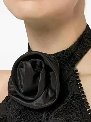 NISSA Flower Appliqué Midi Dress