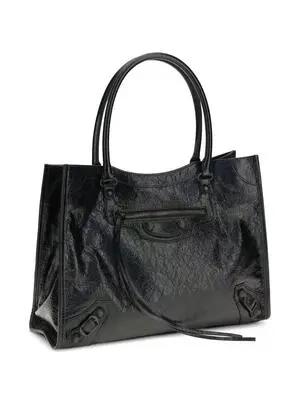 Balenciaga Le City Crinkled Leather Tote Bag - Blue