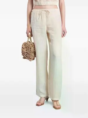 120% Lino Drawstring Straight-leg Trousers