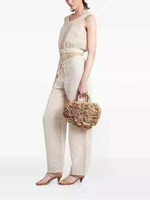 120% Lino Drawstring Straight-leg Trousers
