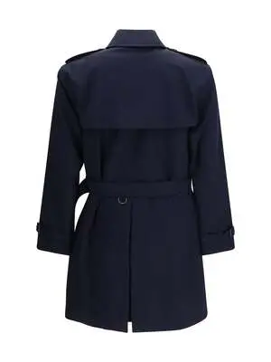 Burberry Double-breasted Belted Trench Coat - Blue