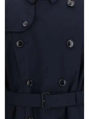 Burberry Double-breasted Belted Trench Coat - Blue