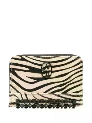 Ash Zebra-print Studded Wallet - Neutrals
