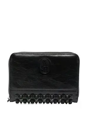 Ash Stud-embellished Crinkled-leather Wallet