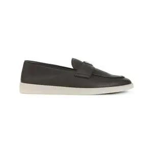 Prada Suede Loafers With Triangle Logo - Brown