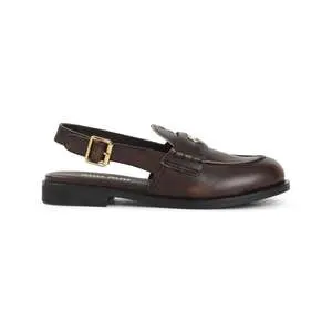 Miu Miu Slingback Loafers With Gold-tone Buckle - Brown