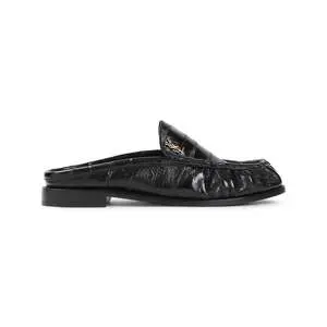 Saint Laurent Le Loafer 15 Backless Loafers In Crinkled Leather - Black