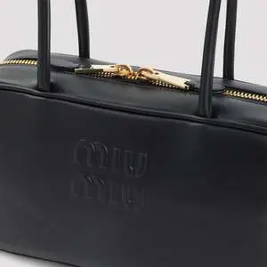 Miu Miu Calf Leather Bag With Top Handles And Two-way Zip