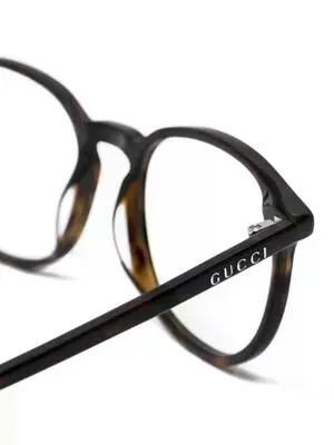 Gucci Tortoiseshell-effect Round-frame Glasses