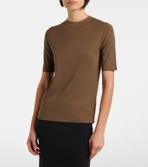 THE ROW Ozzi Silk-blend T-shirt - Brown