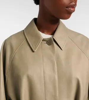 THE ROW Amaya Belted Leather Car Coat - Beige
