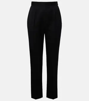 THE ROW Erazna Wool Straight Leg Trousers - Black
