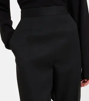 THE ROW Erazna Wool Straight Leg Trousers - Black