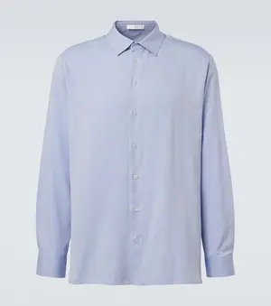 THE ROW Paxon Silk Poplin Jacquard Shirt - Blue