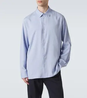 THE ROW Paxon Silk Poplin Jacquard Shirt - Blue
