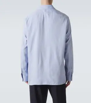 THE ROW Paxon Silk Poplin Jacquard Shirt - Blue