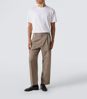 THE ROW Wool Straight Leg Trousers - Grey
