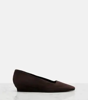 THE ROW June Suede Wedges - Brown