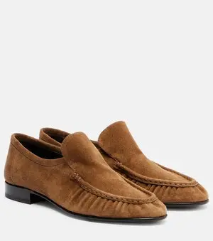 THE ROW Soft Moccasin Two Suede Loafers - Brown
