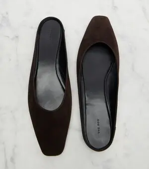 THE ROW June Suede Mules - Brown