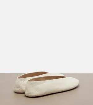 THE ROW Fay Leather Ballet Flats - White