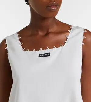 Miu Miu Embroidered Cotton And Linen Minidress