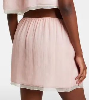Miu Miu Layered Silk Chiffon Miniskirt - Pink