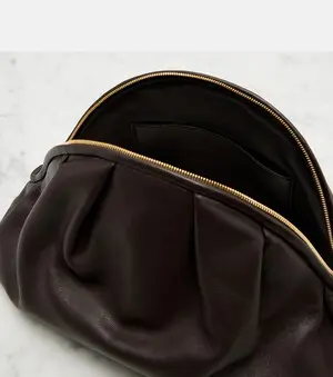 THE ROW Charlotte Small Leather Clutch - Brown
