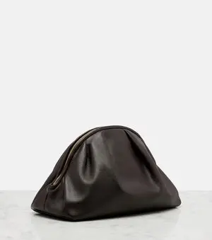 THE ROW Charlotte Small Leather Clutch - Brown