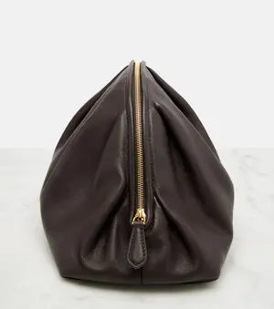 THE ROW Charlotte Small Leather Clutch - Brown