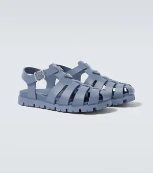Prada Rubber Fisherman Sandals With Buckle-fastening Ankle Strap - Blue