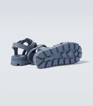 Prada Rubber Fisherman Sandals With Buckle-fastening Ankle Strap - Blue