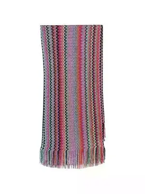 Missoni Zigzag-knit Fringed Scarf - Pink